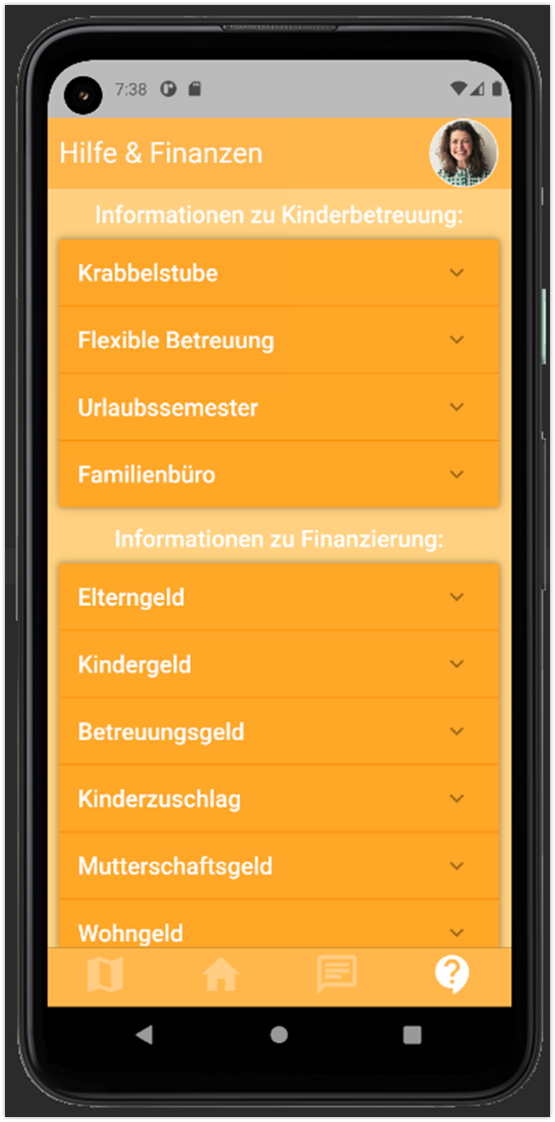 Liegestuhl-Simulation, App zur Berechtigungskontrolle und Go-Mama-App